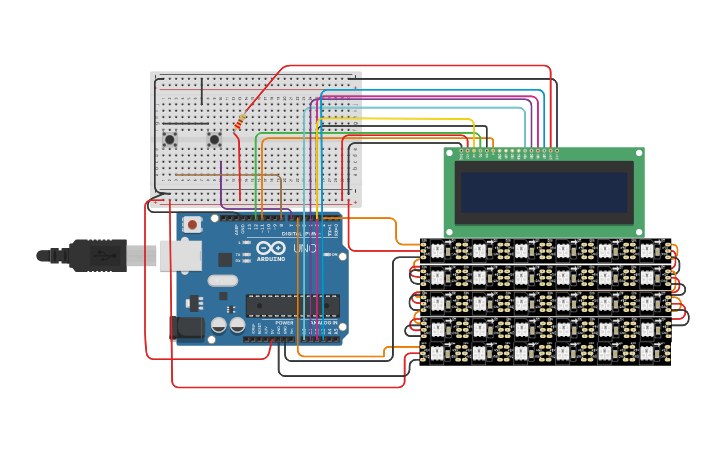 Circuit design Neopixel Arcade Led game - Tinkercad