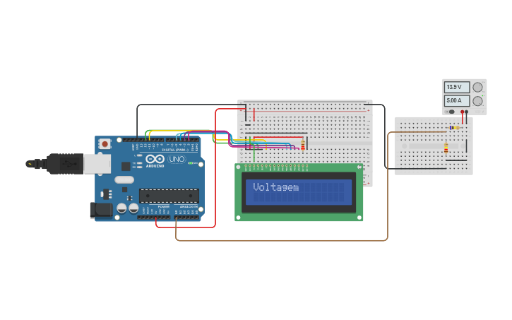Circuit design Voltimetro 30V aula 18-03-2021 - Tinkercad