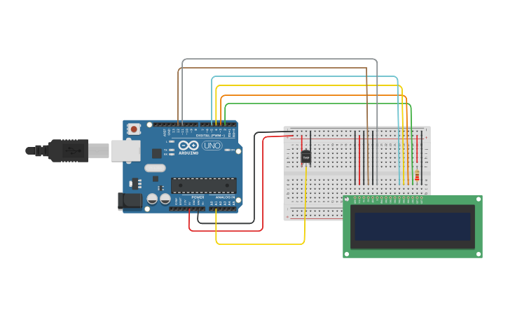 Circuit design Temperature sensor _ LCD - Tinkercad