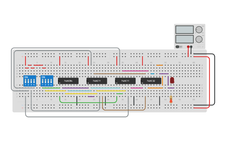 Circuit design Multiplexor 4 entradas y 2 selectores_UAN - Tinkercad