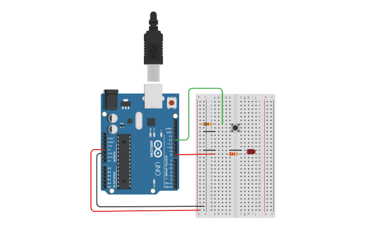 Circuit design Arduino øving 1, oppgave 1c) - Tinkercad