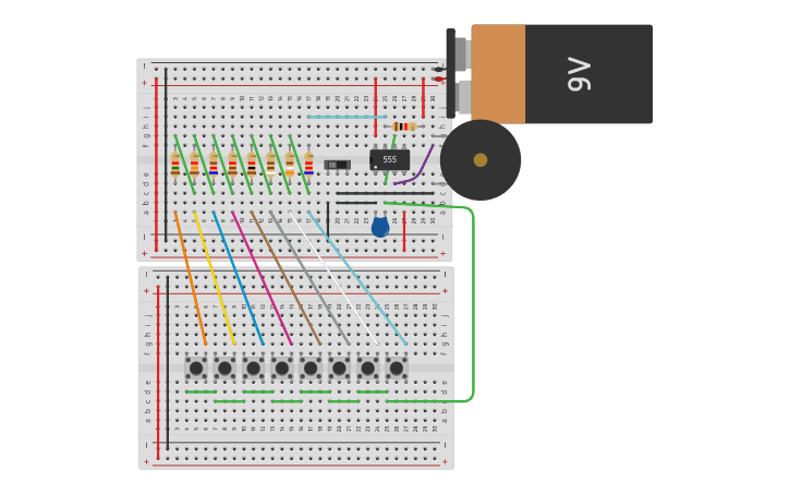 Circuit design 8-Note Piano - Tinkercad