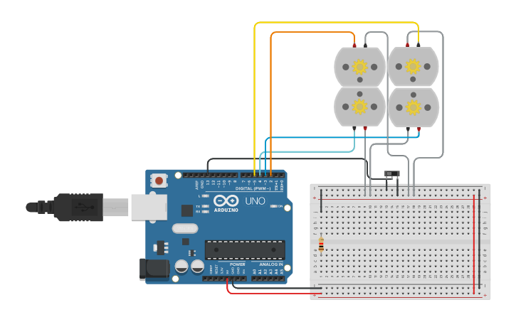 Circuit design Drone Controlled by Microprocessor | Tinkercad
