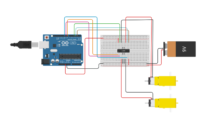 Circuit design Motores DC - Tinkercad