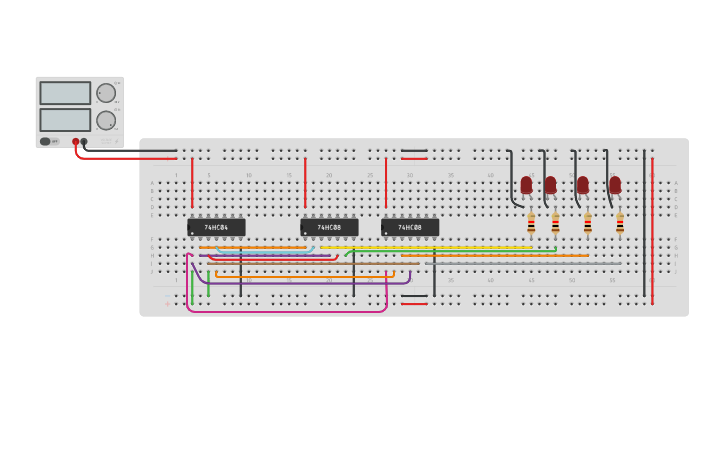 Circuit design 2-to-4 decoder - Tinkercad