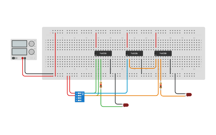 Circuit design Half Subtractor - Tinkercad