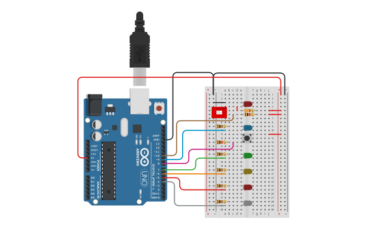Circuit design Shift Register - Tinkercad