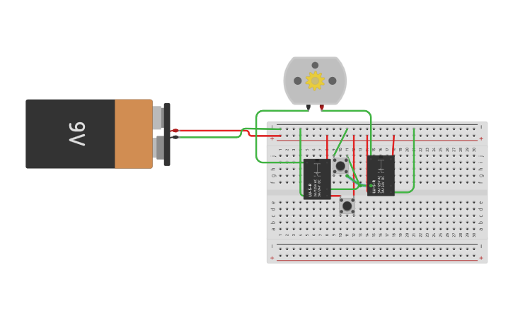 Circuit design assignment h-bridge with two relays - Tinkercad