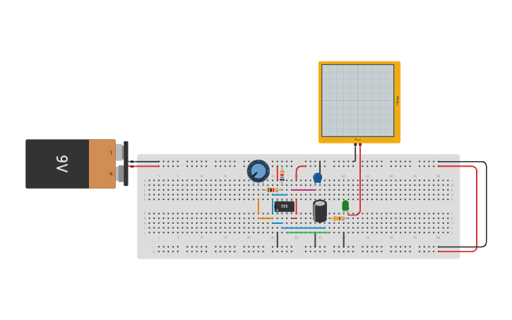 Circuit design IC 555 ASTABLE - Tinkercad