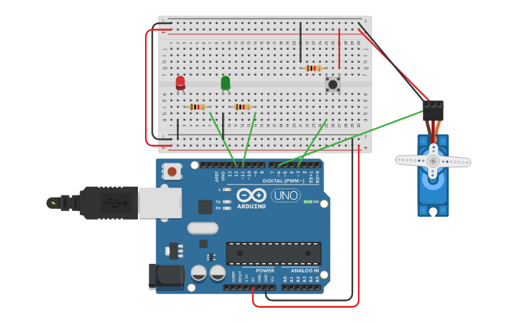Circuit Design Botao E Servo Motor Tinkercad
