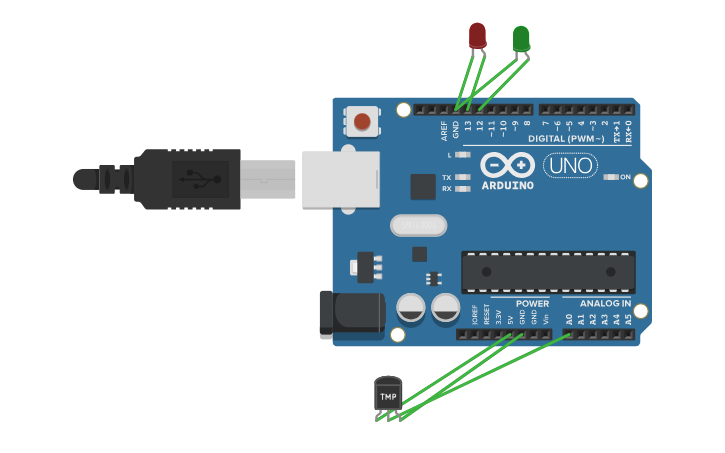 Circuit design Program 4: Temperature Sensor - Tinkercad