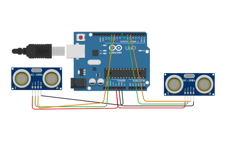 Circuit design Bi-directional visirtor counter - Tinkercad