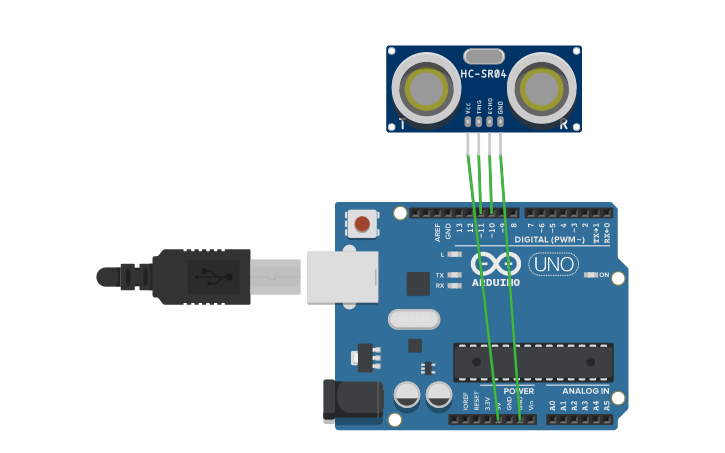 Circuit design Ultrasonic Sensor | Tinkercad