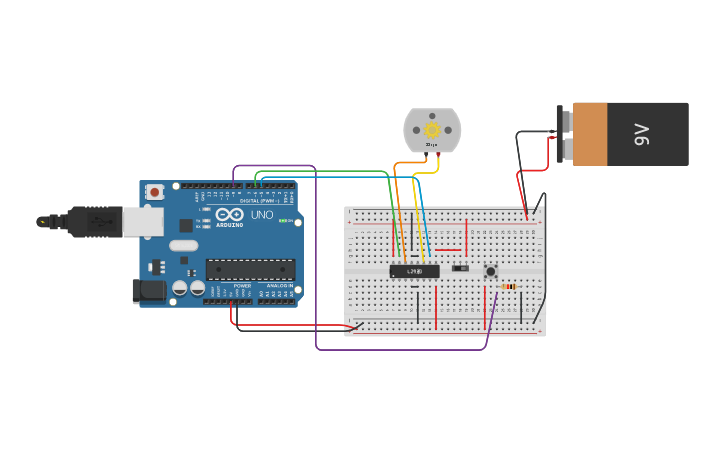Circuit design DC motor with motor driver - Tinkercad