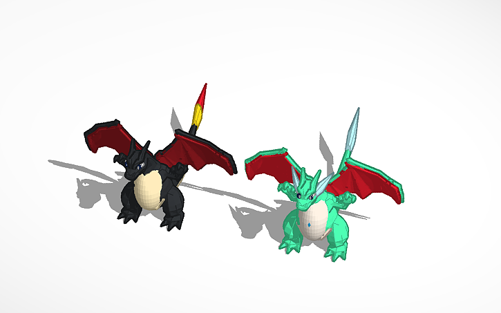 3D design Shiny Charizard and Shiny mega charizard x - Tinkercad