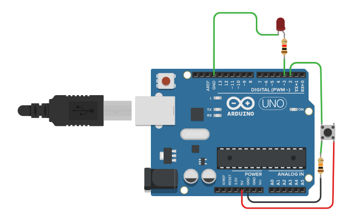 Circuit design PWM su Arduino FOR MonitorSeriale Pulsante - Tinkercad