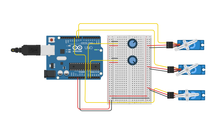 Circuit Design Servomotores Tinkercad