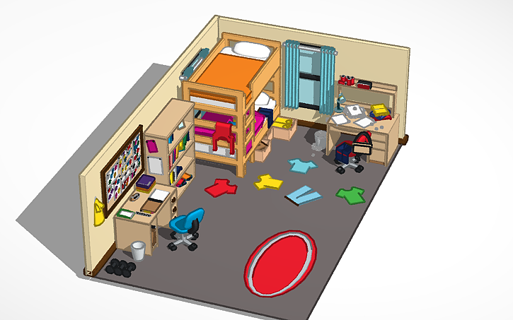 3D design 2-person dorm room - Tinkercad