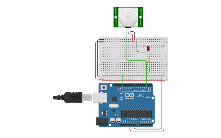 Circuit design SENSOR PIR - Tinkercad