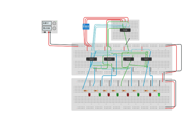 Circuit design 3-to-8 Decoder - Tinkercad