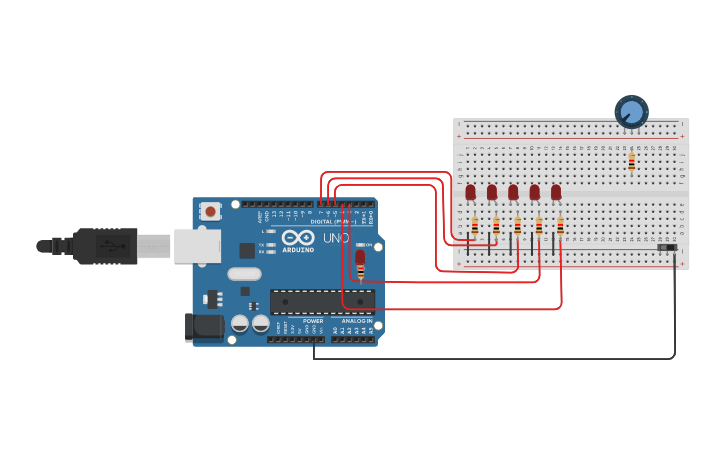 Circuit design Arduino motion detector - Tinkercad