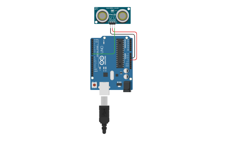 Circuit design Ultrasonic sensor INT - Tinkercad