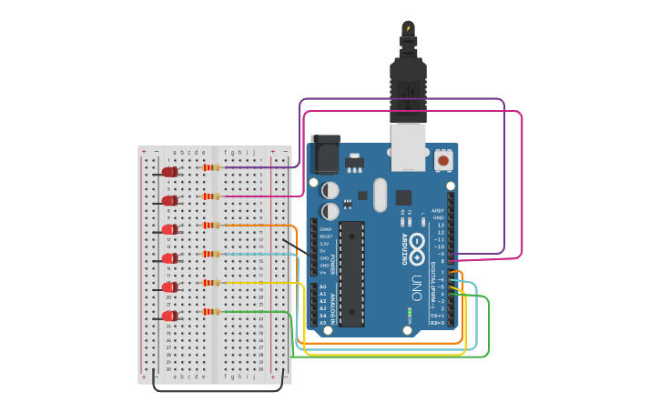 Circuit design Mùltiples LED - Tinkercad