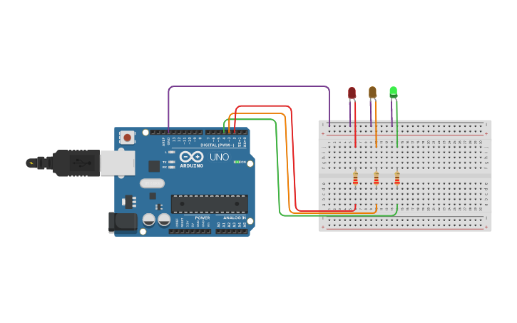Circuit design traffic signal controller - Tinkercad