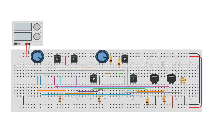 Circuit design Ldr crépusculaire - Tinkercad