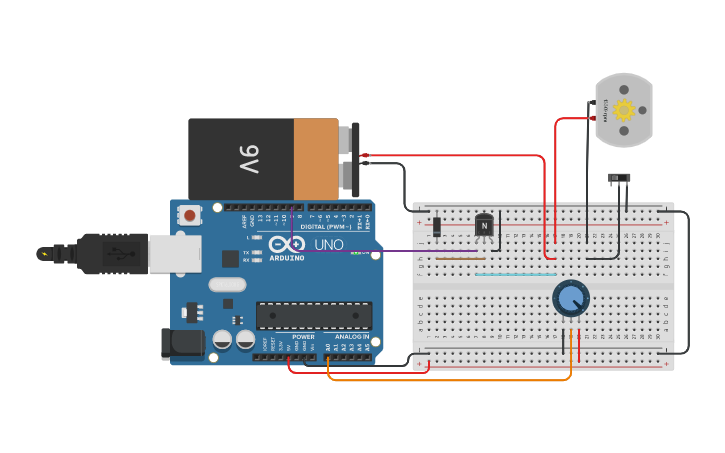 Circuit design Projeto 15 - Controle de motor simples - Tinkercad