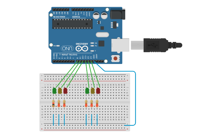 Circuit design Circuito de leds arduino - Tinkercad