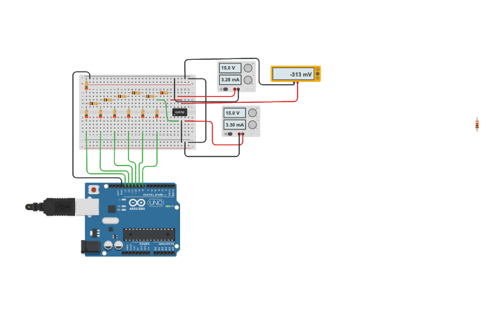 Circuit design DAC R/2R - Tinkercad