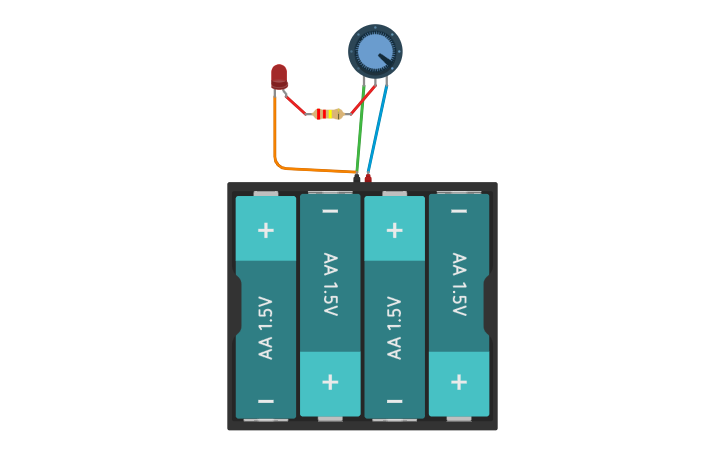 Circuit design turning on LED through potentiometer | Tinkercad