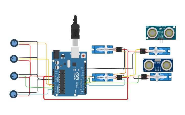 Circuit design robotic arm - Tinkercad