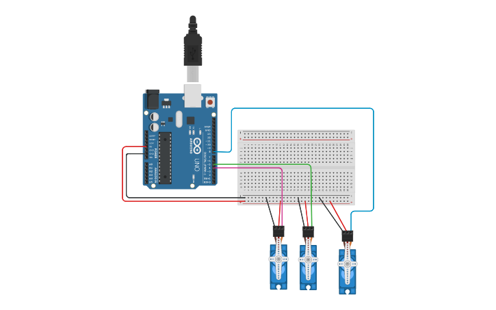 Circuit design servos - Tinkercad