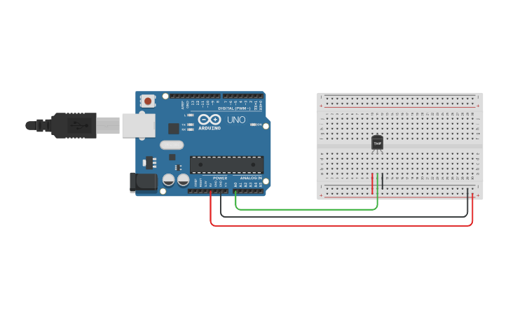 Circuit design Sensor Temp TMP36 - Tinkercad