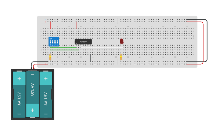 Circuit design 7400 a NOT | Tinkercad