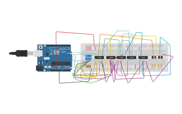 Circuit design Sumador Binario - Tinkercad