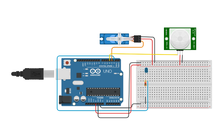 Circuit design Sesión 15. Componentes servomotor y sensor de presencia ...