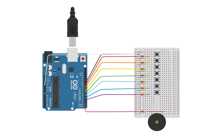 Circuit Design Piano Piezo Buzzer Tinkercad