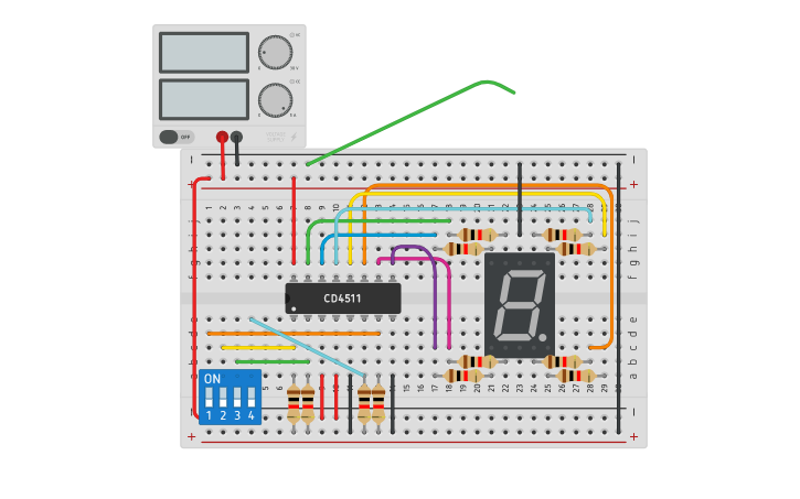 Circuit Design Display 7 Segmentos 4511 Tinkercad