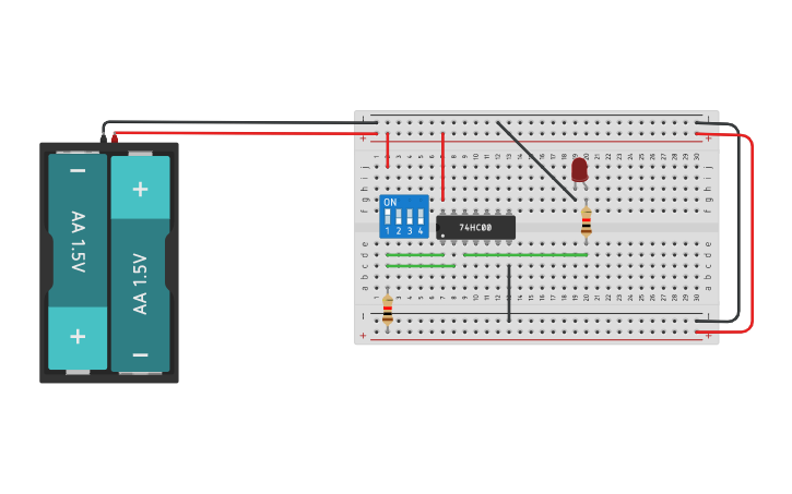 Circuit design NOT gate using NAND gates - Tinkercad
