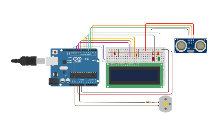 Circuit design Control de nivel - Tinkercad