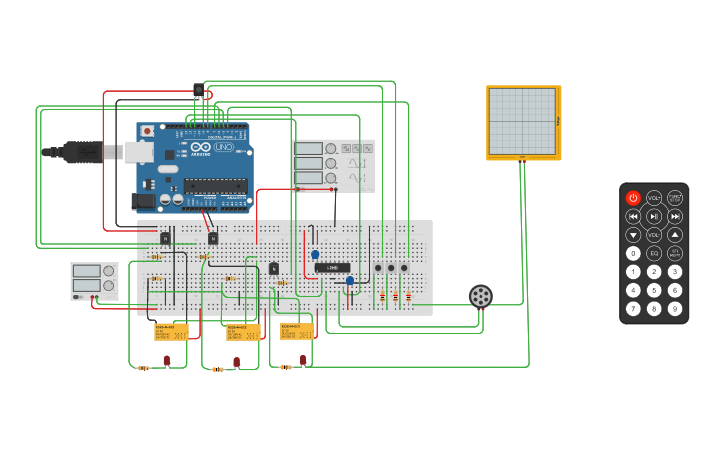 Circuit design Audio Input Selector and Volume Control - Tinkercad