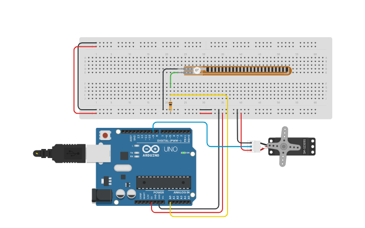 Circuit design Circuito #9 - Sensor Flexible - Tinkercad