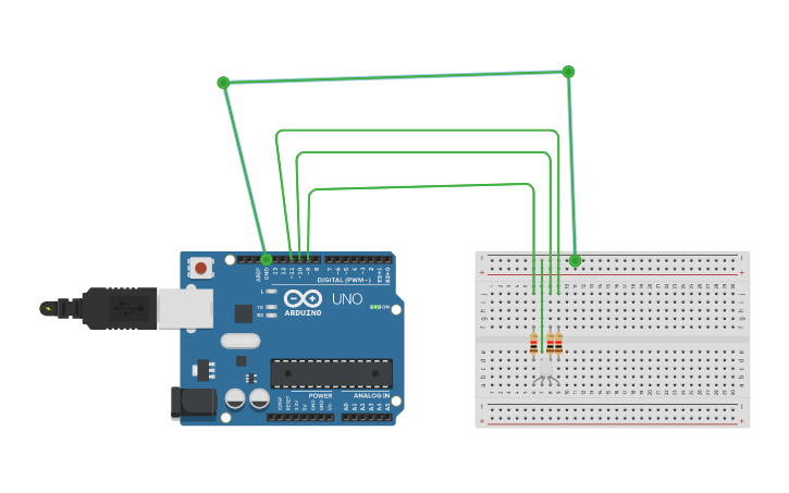 Circuit design LED RGB - Tinkercad