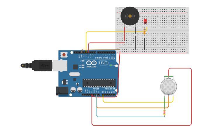 Circuit design sensor de gas - Tinkercad