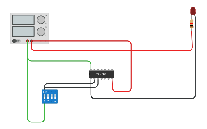 Circuit design not gate using nor gate | Tinkercad