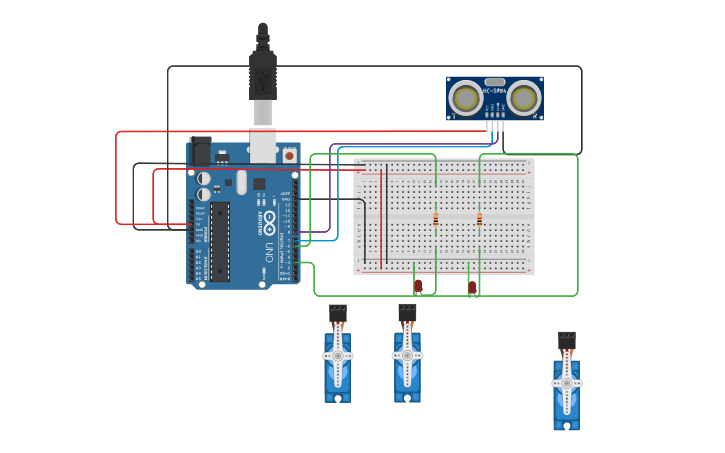 Circuit design mano robotica | Tinkercad