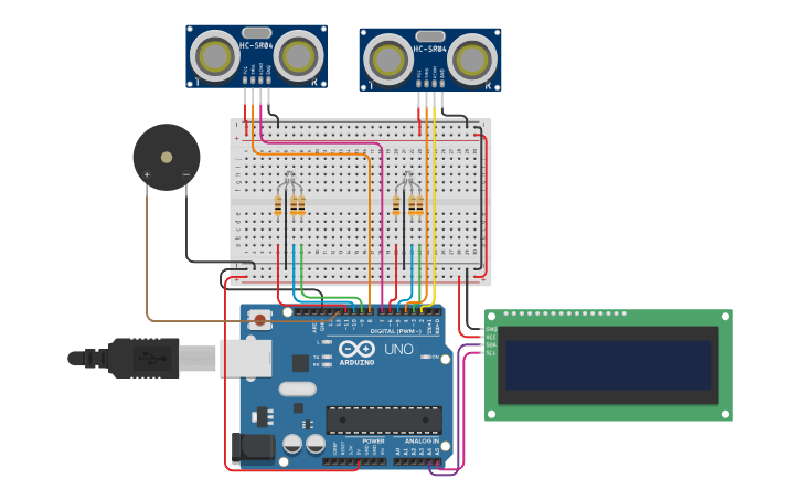 Circuit Design Estacionamiento Tinkercad